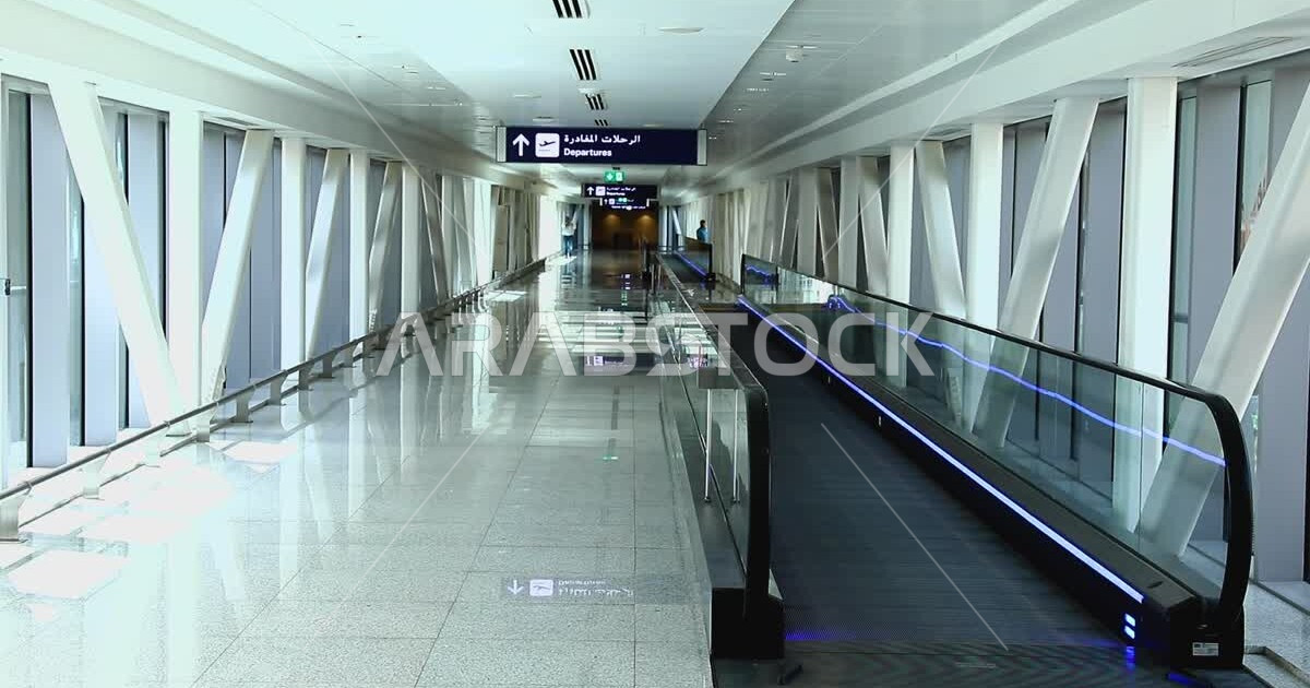 Illuminated electronic panels inside passenger reception halls, famous ...