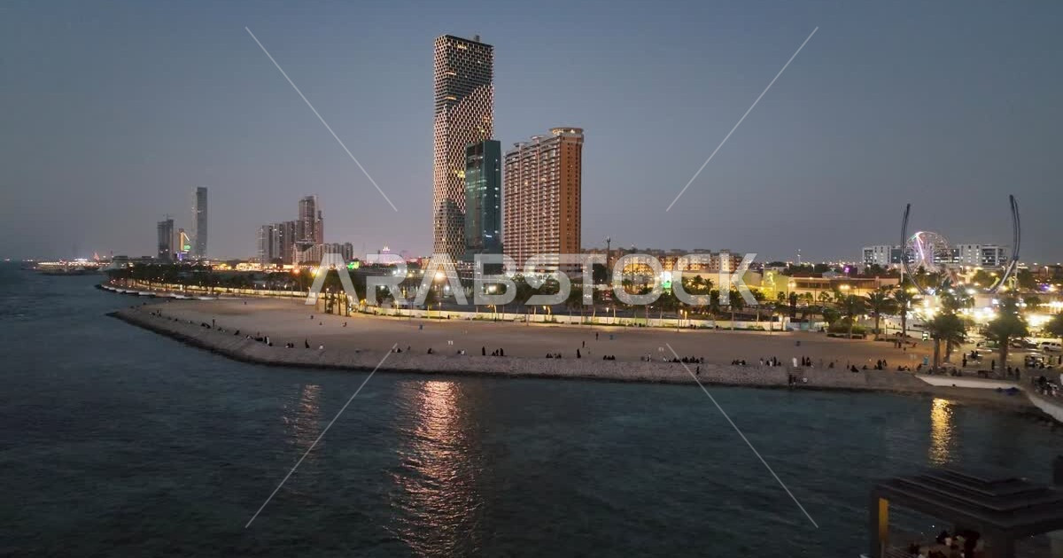 Hotels and tourist resorts overlooking the sea, aerial drone ...
