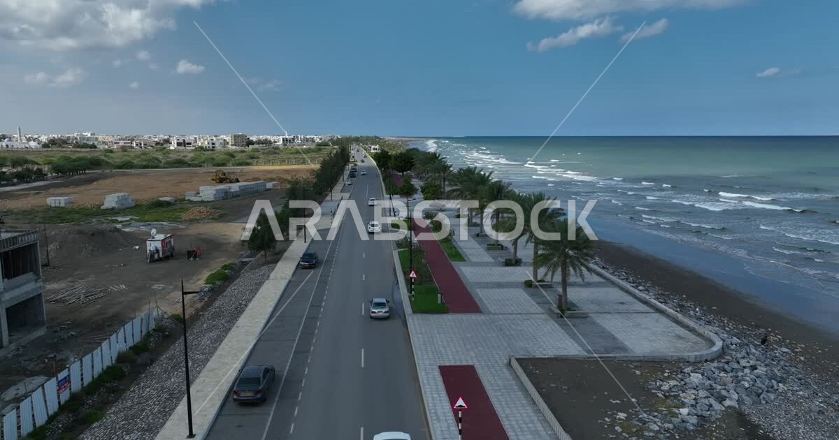 Natural waterscapes in famous tourist areas, drone photography of Seeb ...