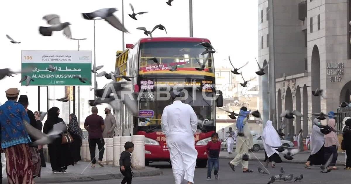 Bus stop heading to Al-Azhari station, bus stop for pilgrims in the ...