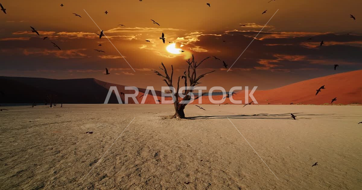 Wild areas and desert environment in the Kingdom of Saudi Arabia, birds ...