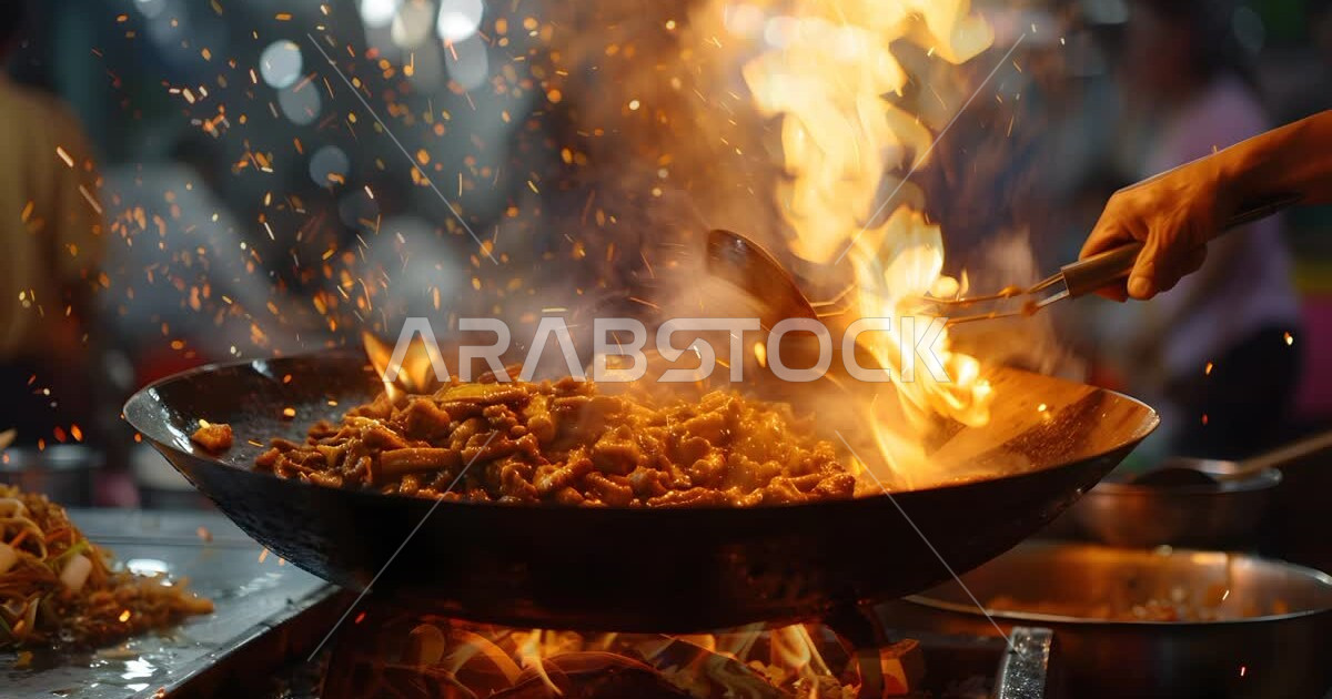 Work in the field of cooking, close-up photography of a Saudi Arabian ...