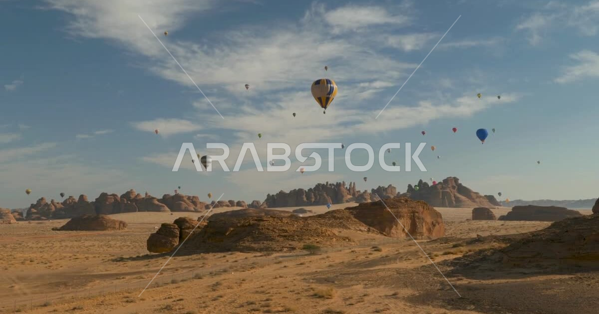 Recreational activities in the AlUla Heritage Governorate, flying in a ...