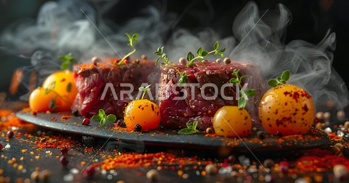 Cooked lamb, food presentation arts in Saudi Arabia restaurants, fast ...