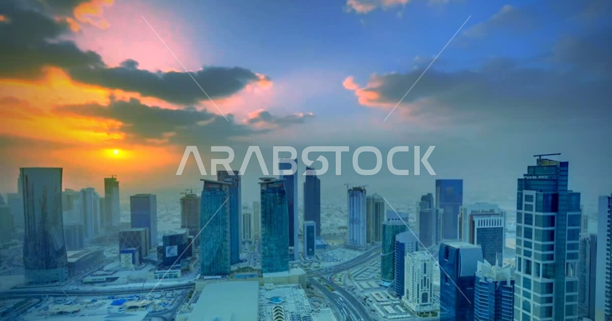 Famous Emirati tourist attractions, aerial photography of towers and ...