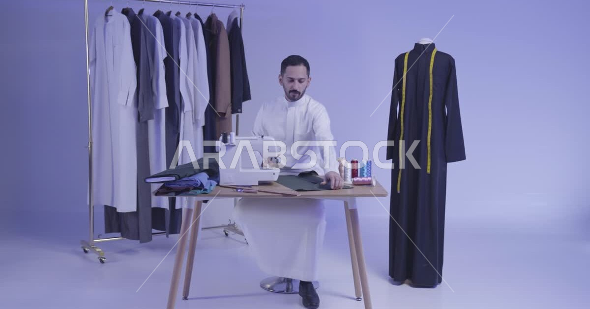 Mastering the making of Saudi clothes, using sewing tools and equipment ...