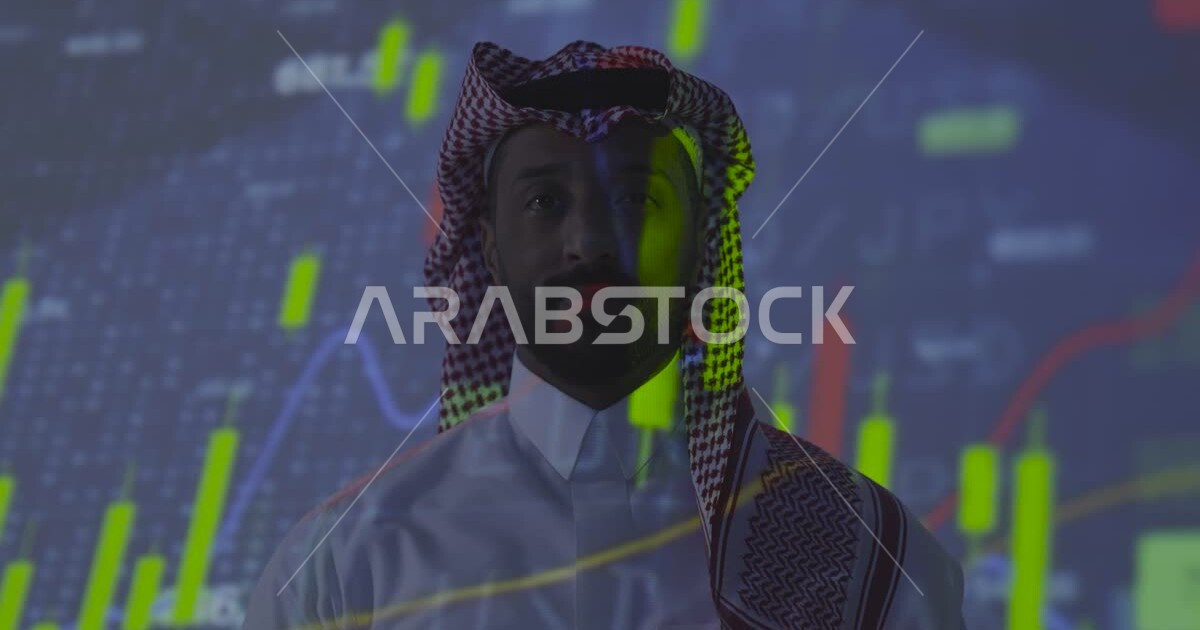 الرسوم البيانية المالية والرموز الهولوجرامية ثلاثية الأبعاد، العمل ...