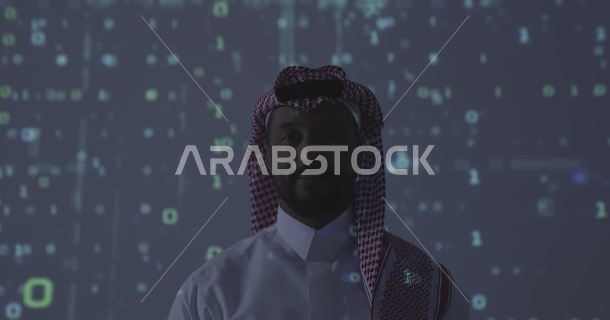 Cybersecurity and privacy concept, LED digital codes and binary coding matrices, working on ...