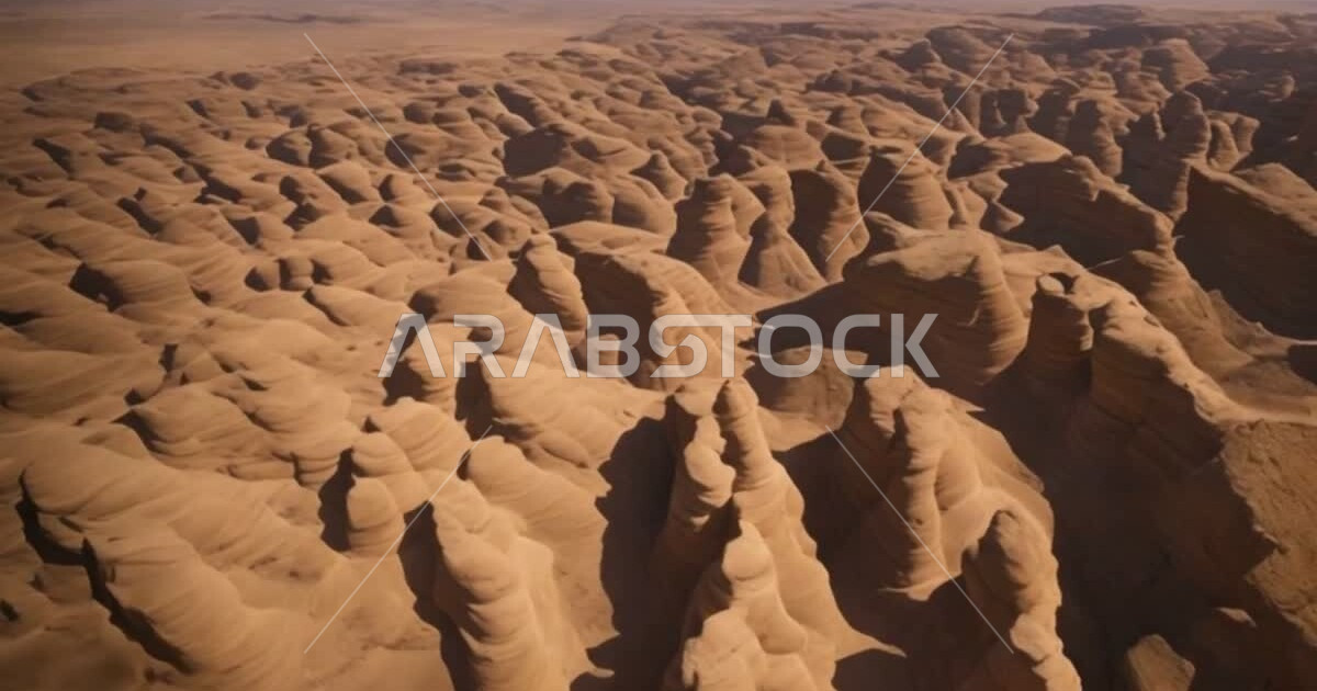 Tourist attractions in Saudi Arabia, drone photography of rock ...
