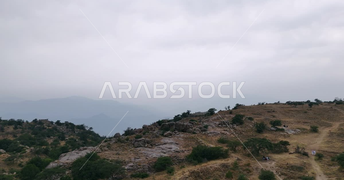 The slopes of the slopes and heights in Prince Sultan Park in Al-Qara’a ...
