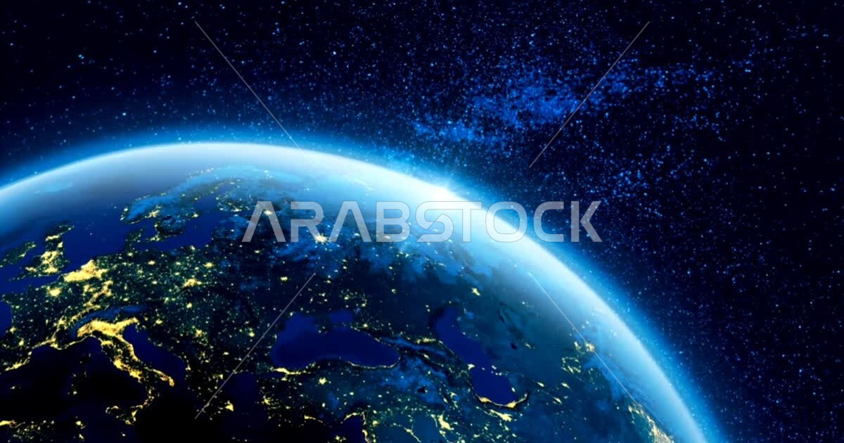 3D animation of planet Earth's rotation in outer space, science fiction ...