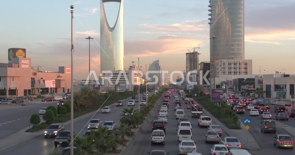Roads and streets in Riyadh, traffic in Riyadh, Saudi Arabia, towers ...
