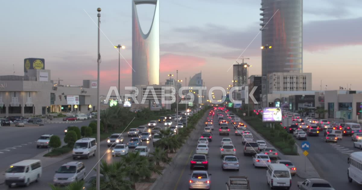 Roads and streets in Riyadh, traffic in Riyadh, Saudi Arabia, towers ...