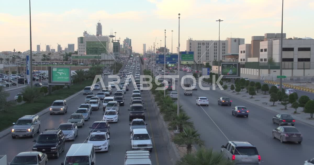 Towers and skyscrapers, roads and streets in Riyadh, traffic in Riyadh ...