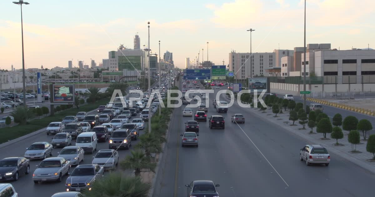 Towers and skyscrapers, roads and streets in Riyadh, traffic in Riyadh ...