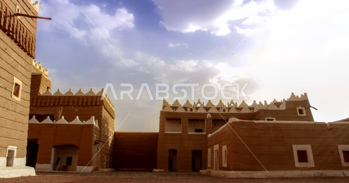 Clay buildings and ancient historical tourist attractions in the city ...
