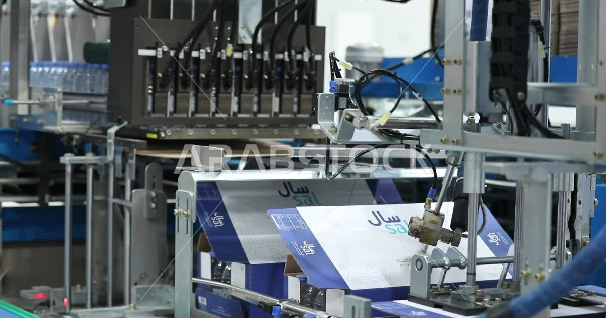 Packaging stage and placing bottles inside boxes for the shipping and distribution process ...