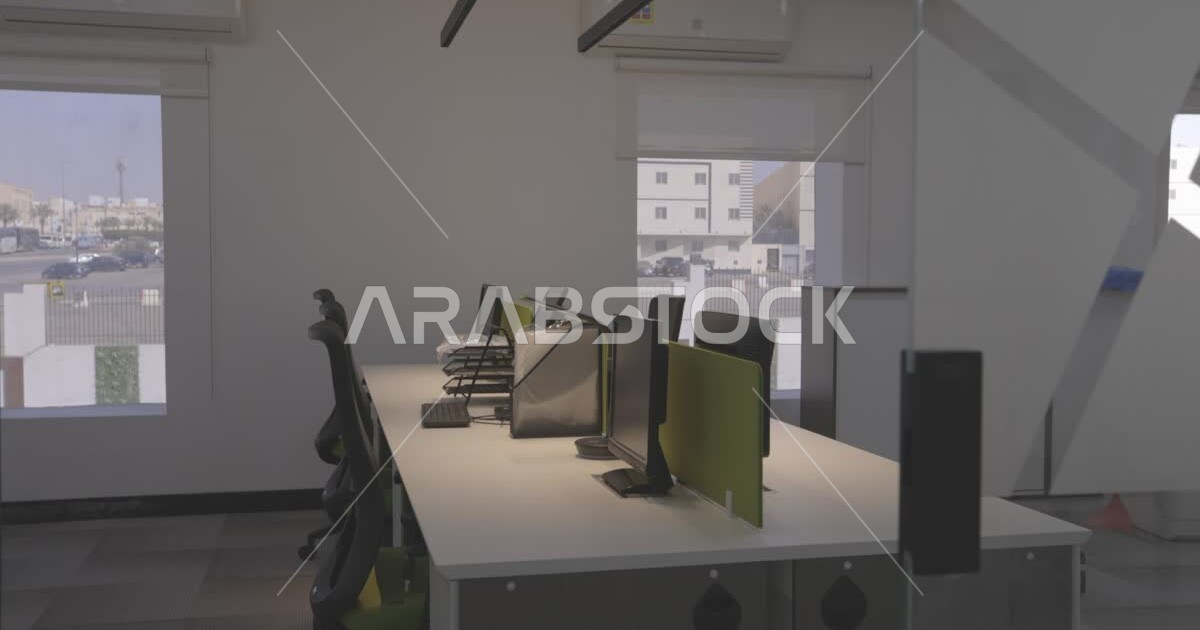 Information and customer service room, hall equipped with office ...