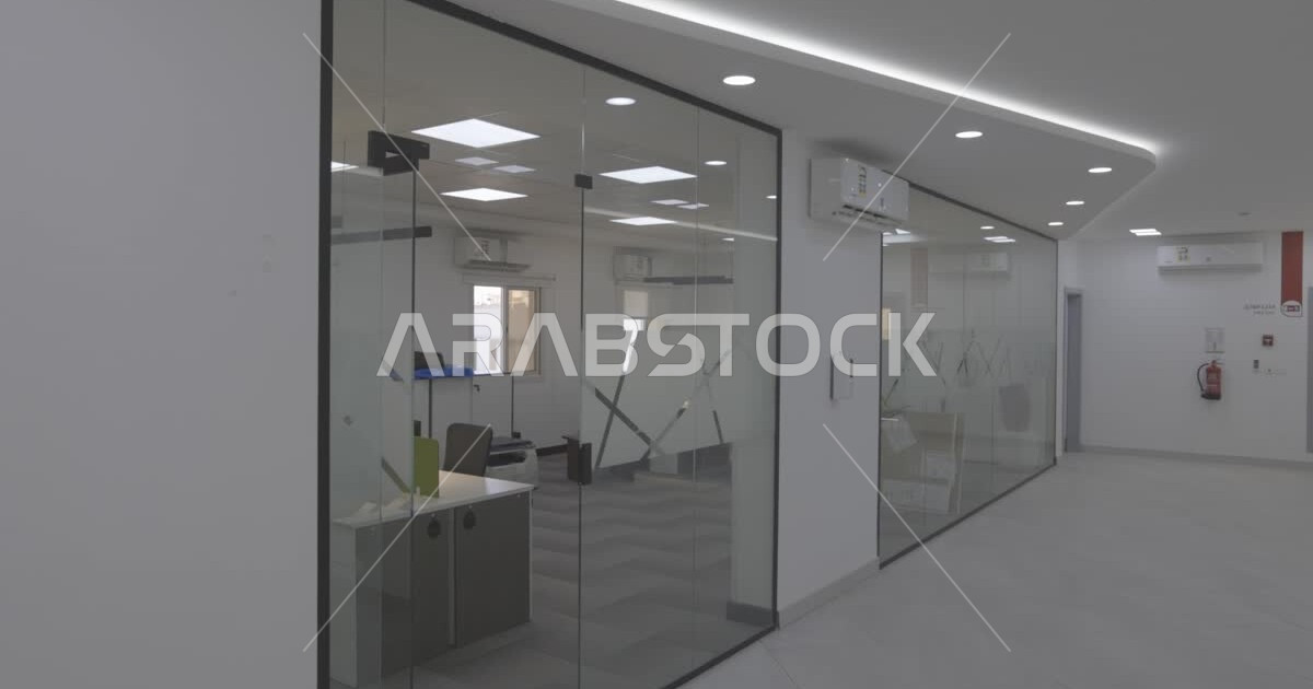 Hall equipped with office equipment, information and customer service ...