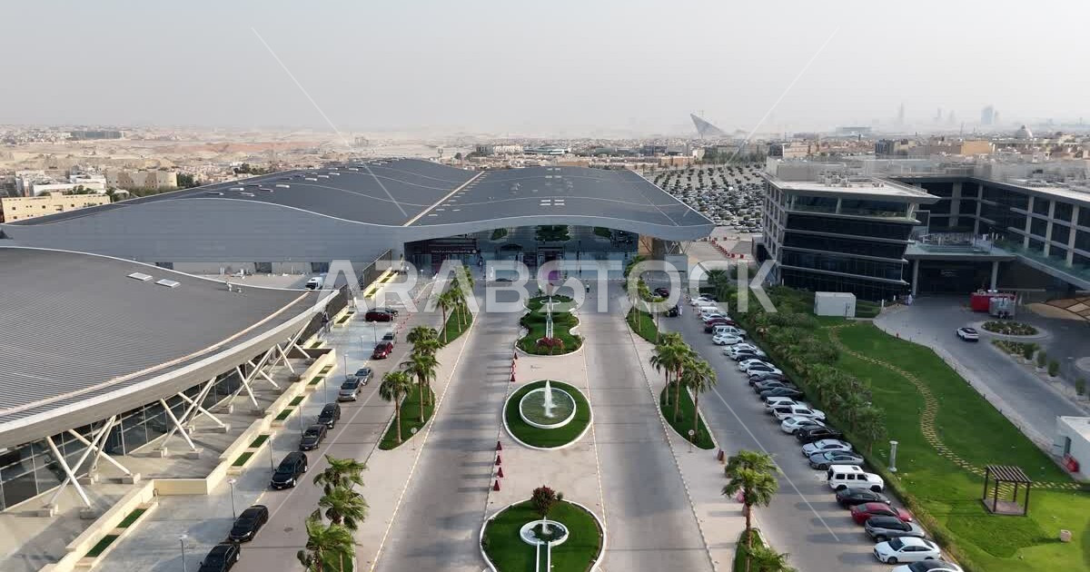 Exterior decorations and designs of the building entrance, exhibitions ...