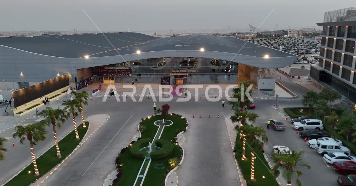 Exterior decorations and designs of the building entrance, exhibitions ...