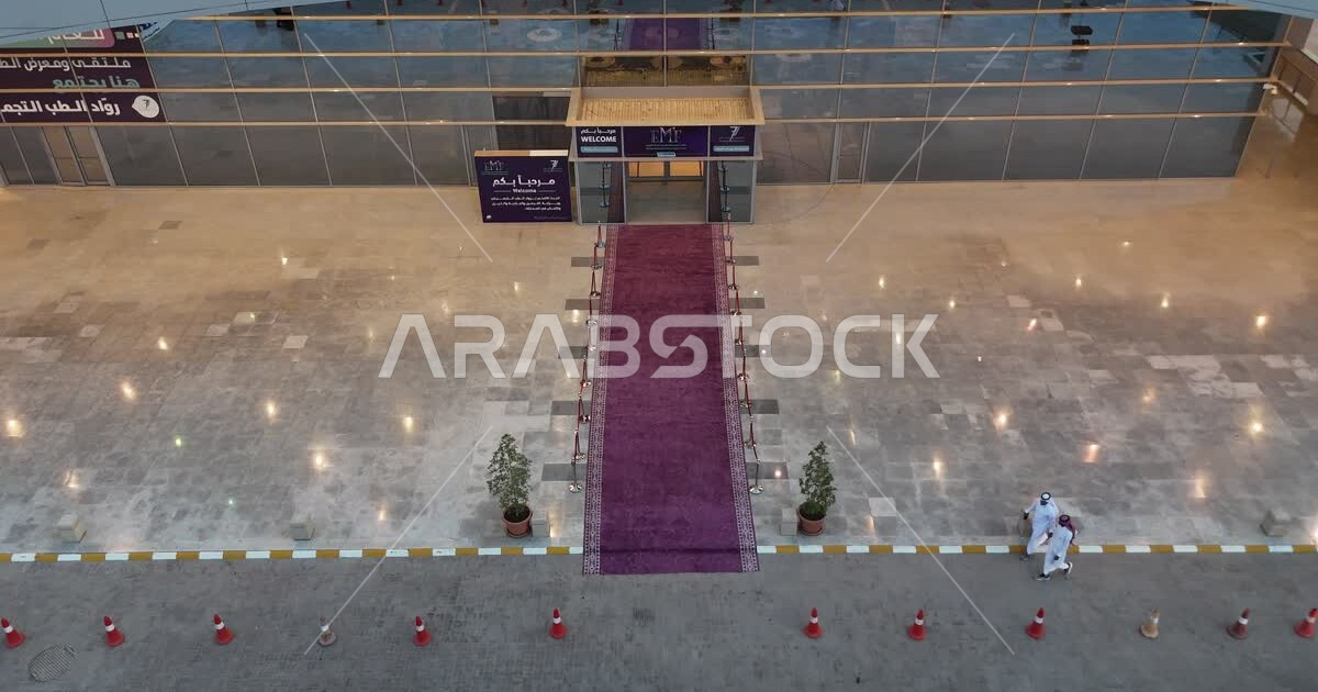 Exterior designs of the building entrance, exhibitions of modern ...