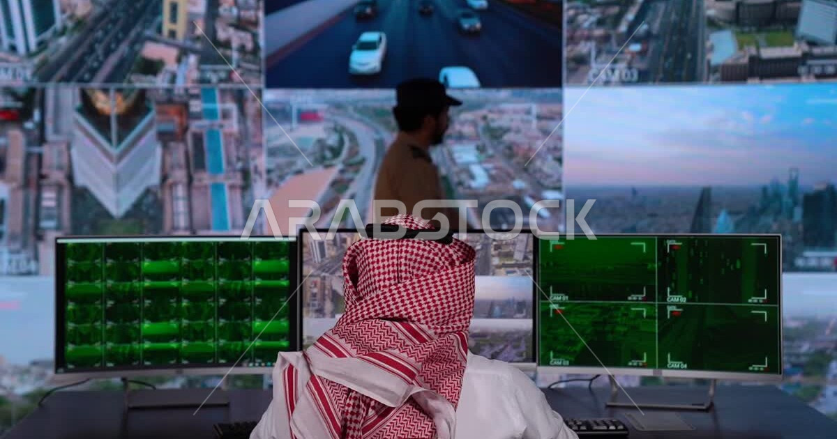 A Saudi Gulf man runs the security section, tracks surveillance cameras ...