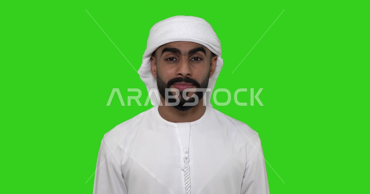 The concept of quality and excellence, an Arab Gulf Emirati man wearing ...