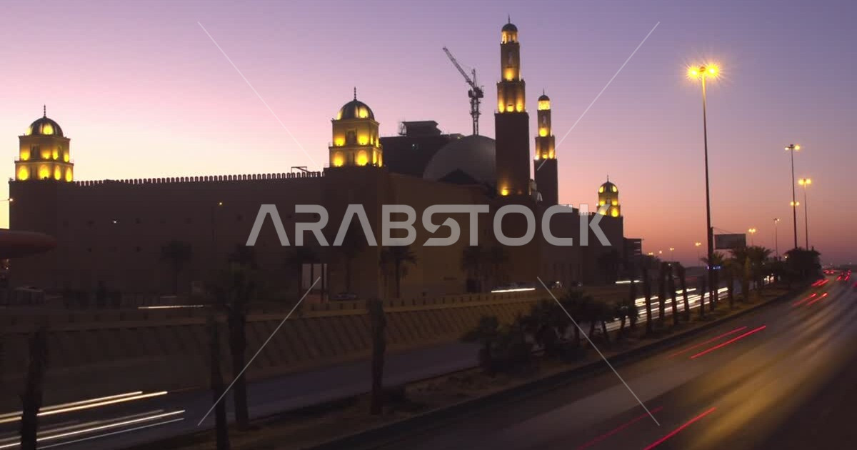 Illuminated Sulaiman Al Rajhi Mosque in Riyadh at night, sacred ...