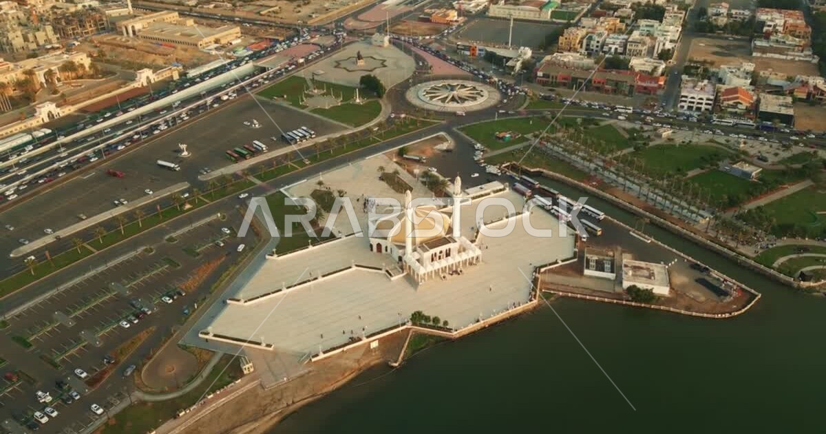The Grand Mosque in Saudi Arabia, aerial drone photography of the ...