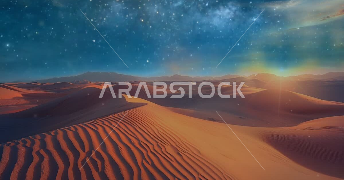 Environment and dry terrain of deserts, soft sand hills and dunes ...