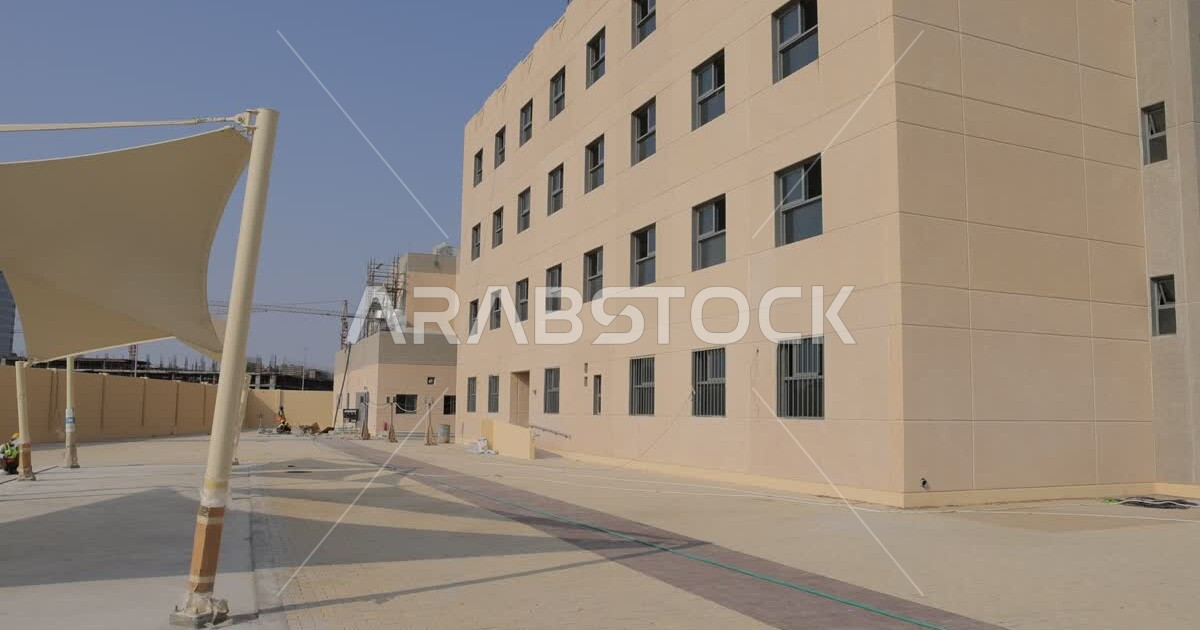 The exterior facade of a modern school, building a bright future for ...