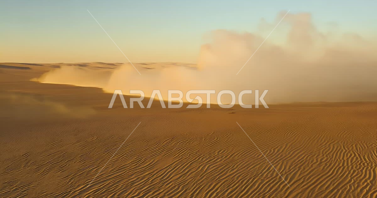 Dust storm in desert areas, strong dust storms, sand storm in desert ...