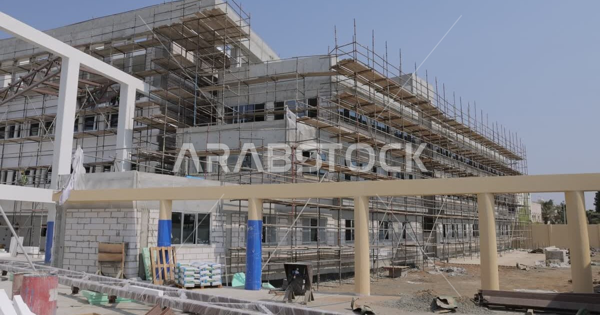 Construction site for a modern school, modern buildings equipped to ...