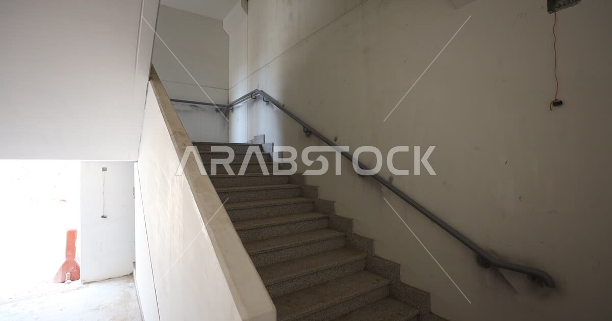 Modern school staircase, modern buildings equipped to receive students ...