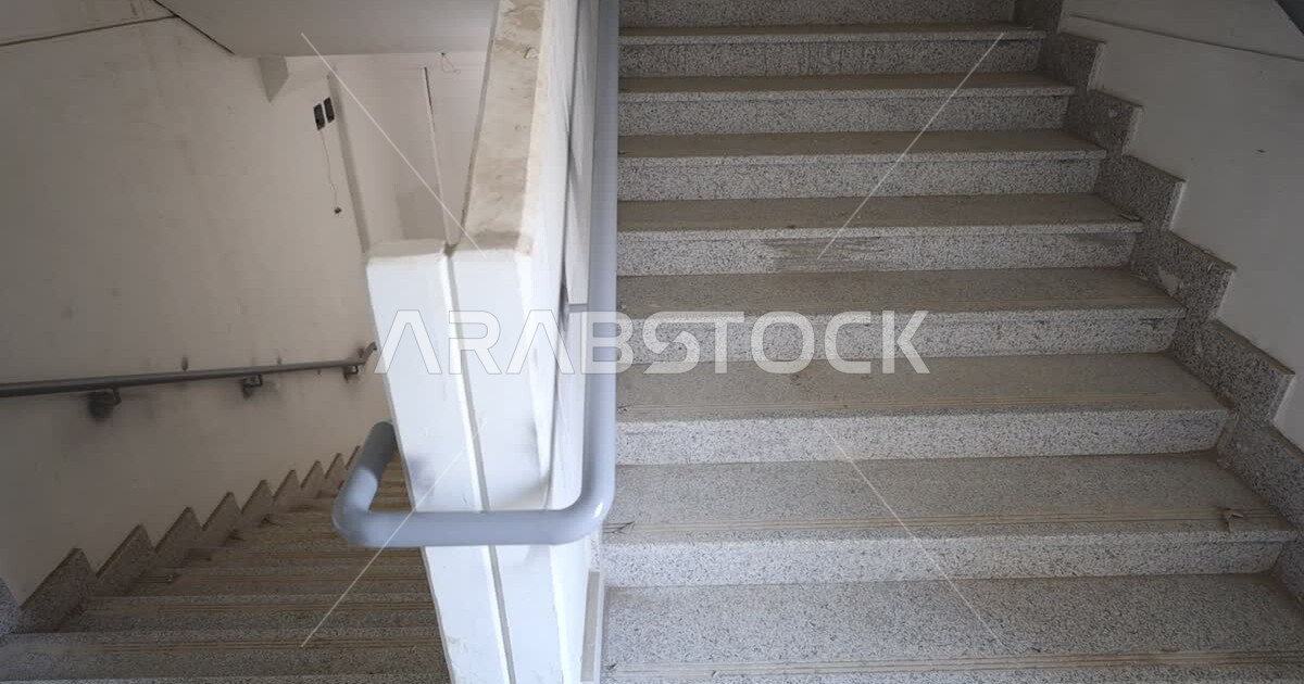 Modern school staircase, modern buildings equipped to receive students ...