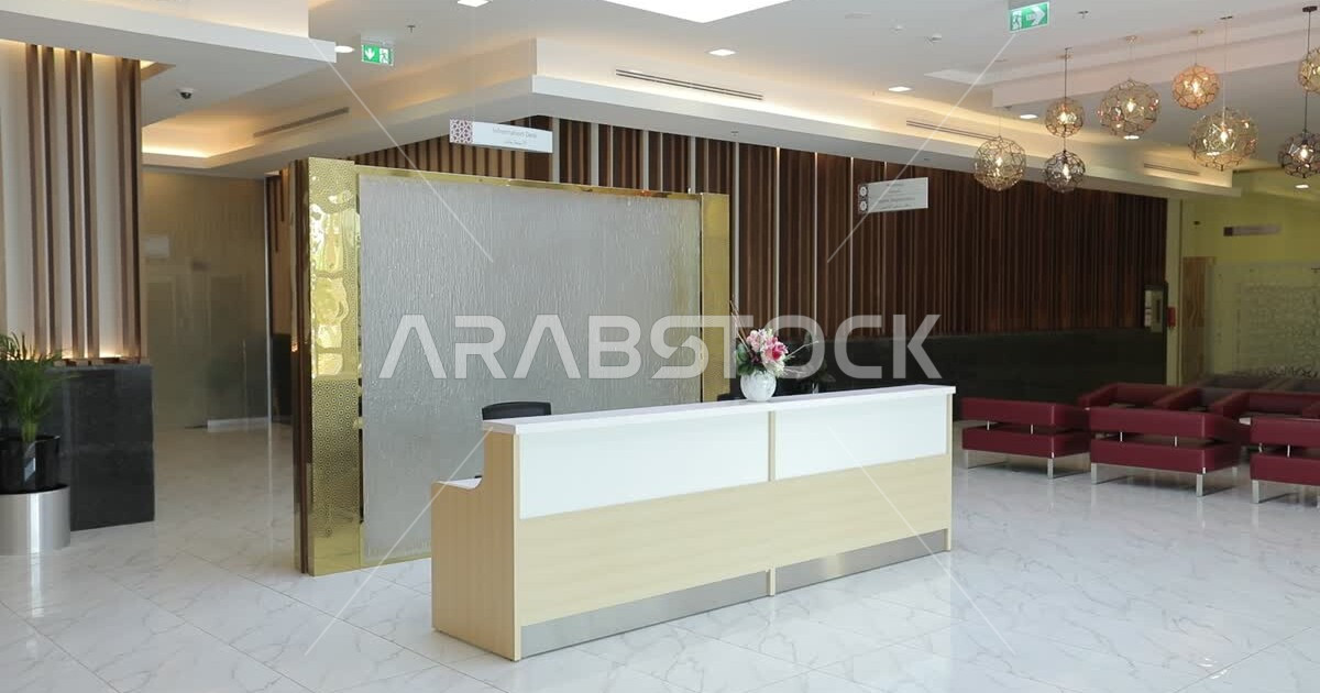 Interior decorations and modern designs for the reception and waiting ...