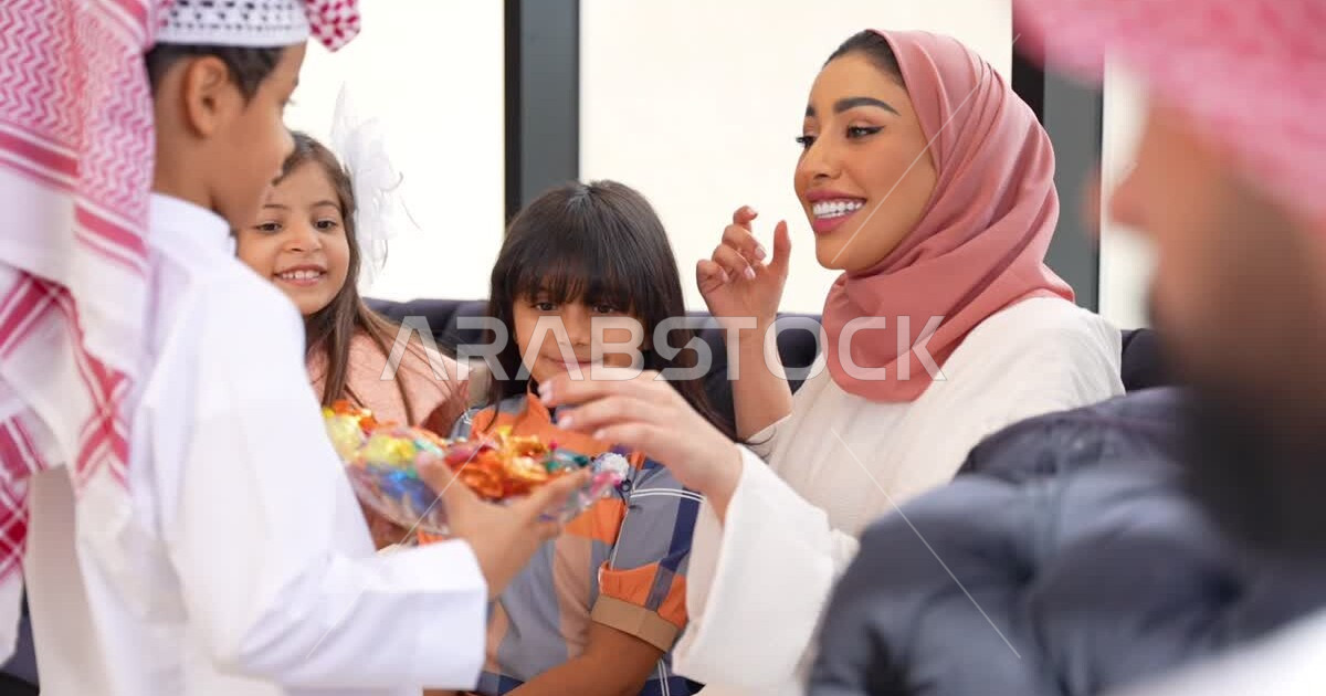 Sharing a wonderful atmosphere for a Saudi family inside the house ...