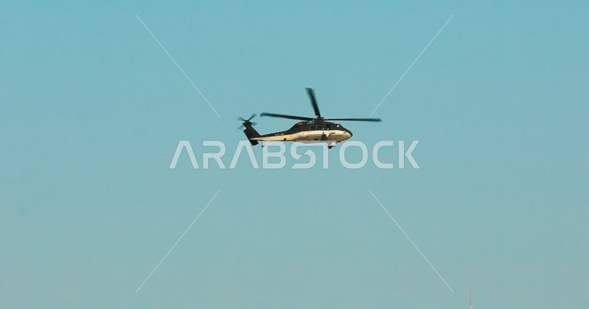 Helicopter (hovercraft) flying in the sky, a helicopter, an air ...