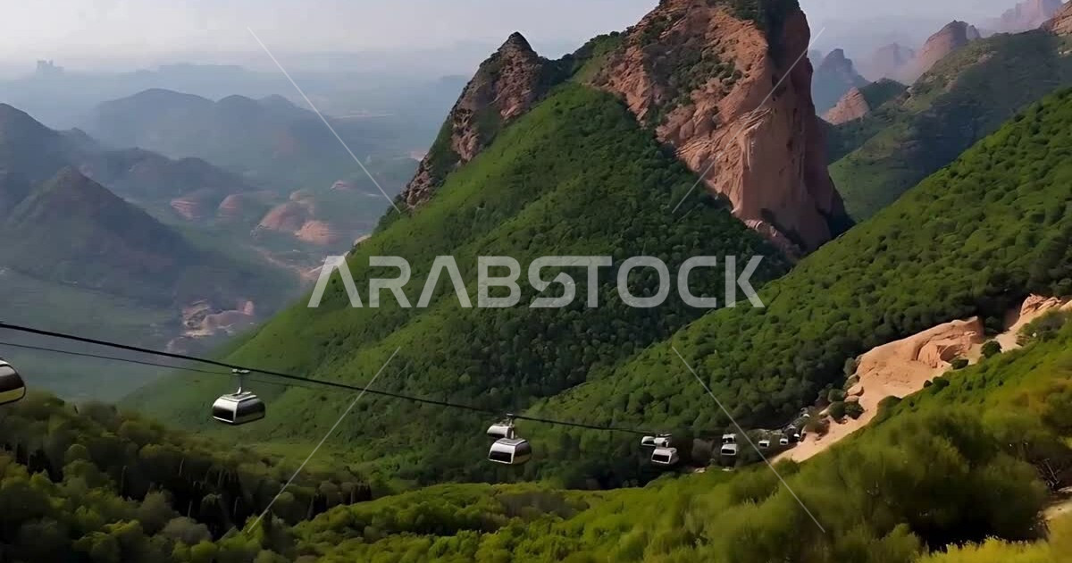Abha and Namas mountain ranges, rocky and high peaks, rough terrain and ...