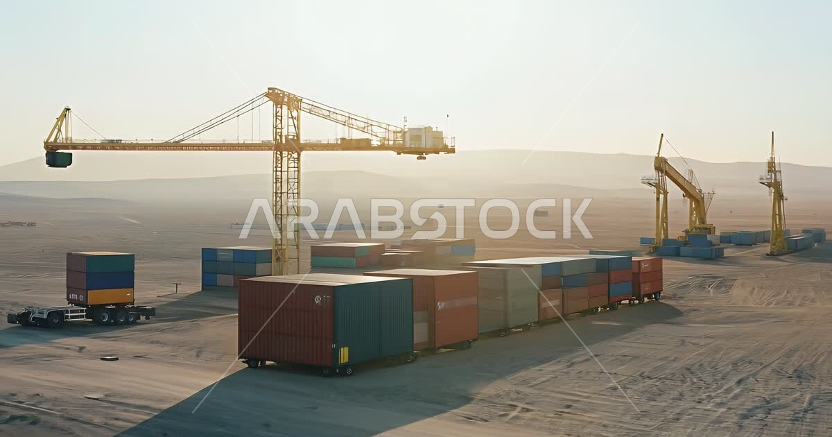 Shipping and storage containers for commercial goods, drone photography ...
