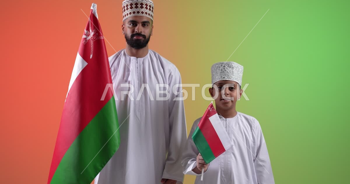 Celebrating Oman National Day, national flags and banners of Arab ...