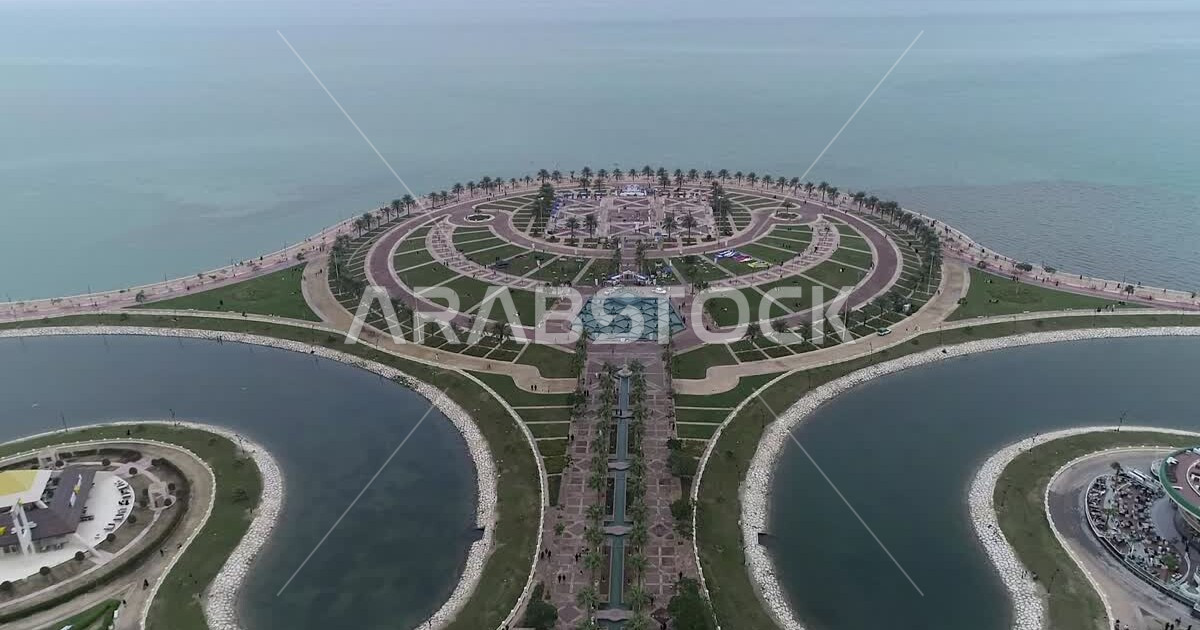 A view from the top of the city of Al-Khobar, which has a beautiful and ...