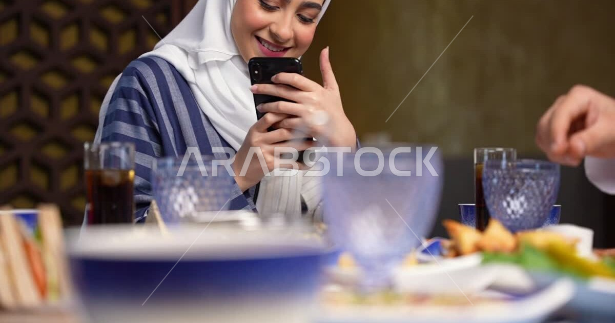 Close-up photography of a Saudi Arabian Gulf woman sitting in the ...