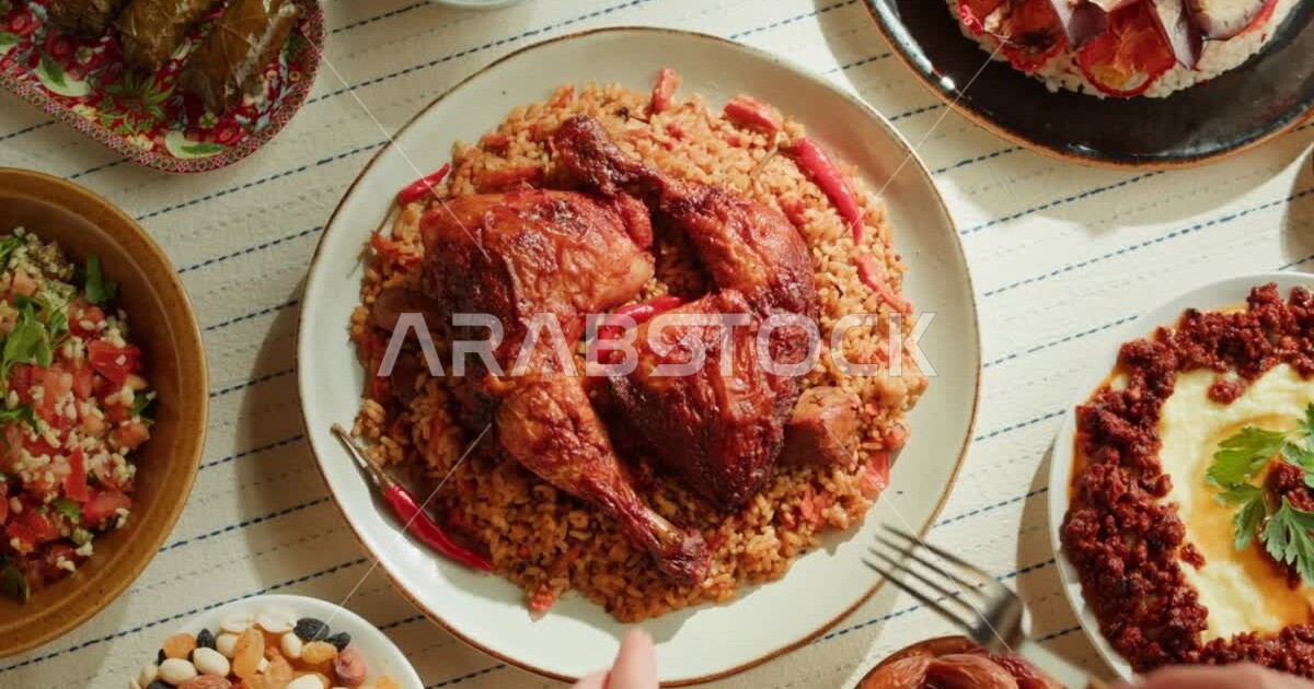 Healthy food recipes and dishes, a table full of Arabic foods and ...