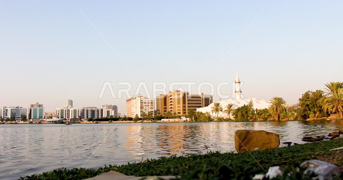 The waterfront on the coast of the Red Sea in the city of Jeddah, the ...