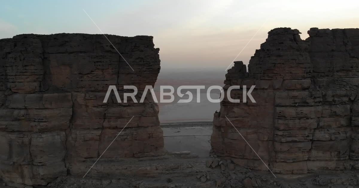 An aerial shot of the mountains and nature of Tabuk, the terrain of ...