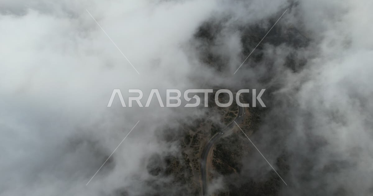 Creative aerial photography of Aqabat al-Sudah in the Soudah Mountains ...