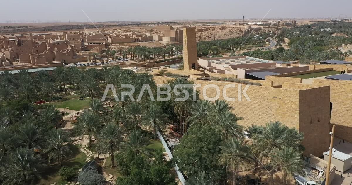 Aerial photography of the old city of Diriyah in the city of Riyadh in ...