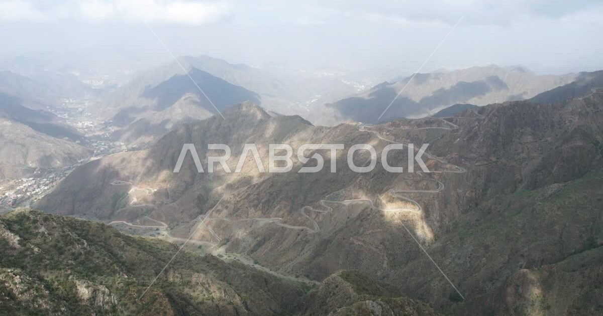 Drone photography from the top of the charming mountains of Abha in ...